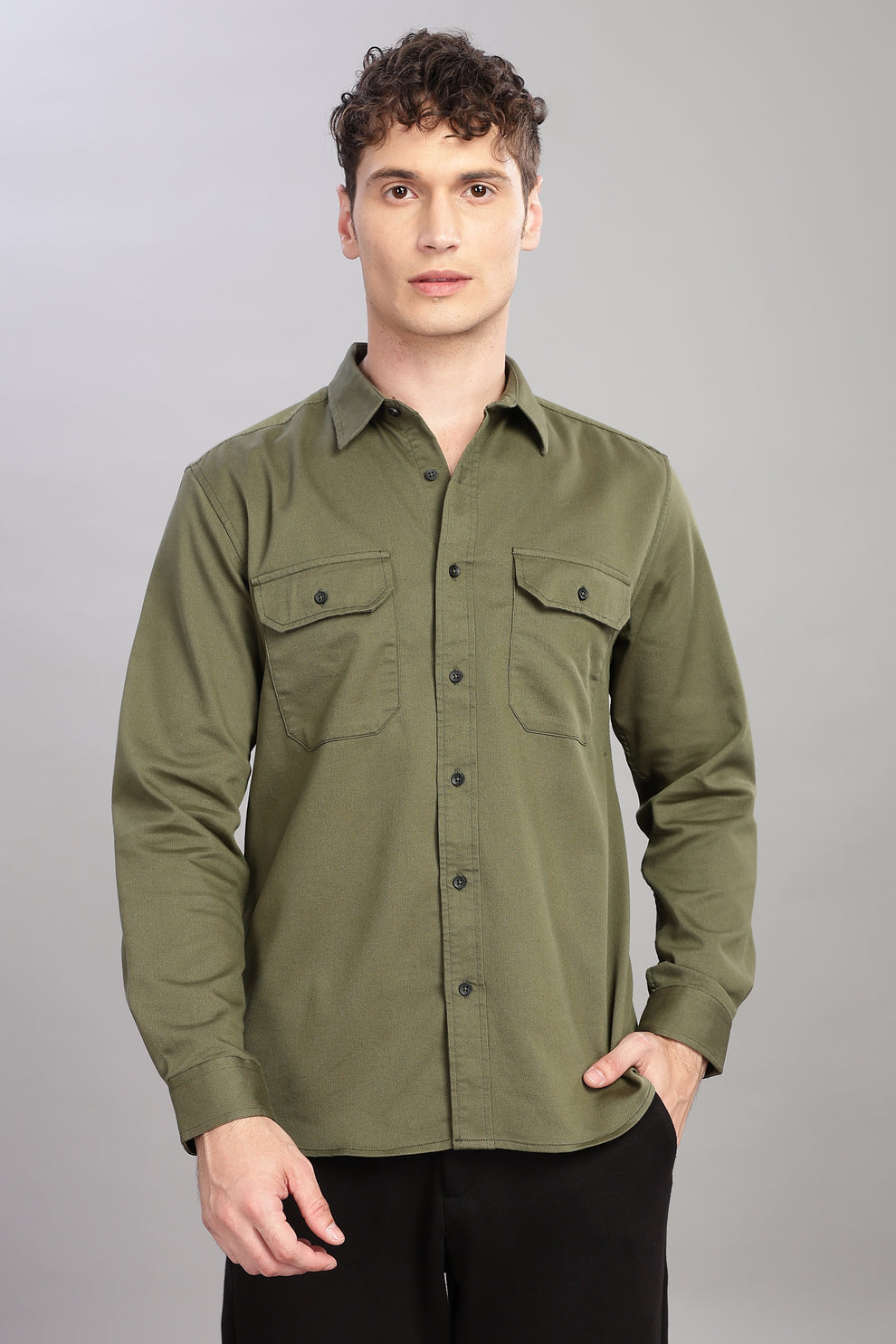Olive Double-pocket Utility Shirt – OLDLOVE